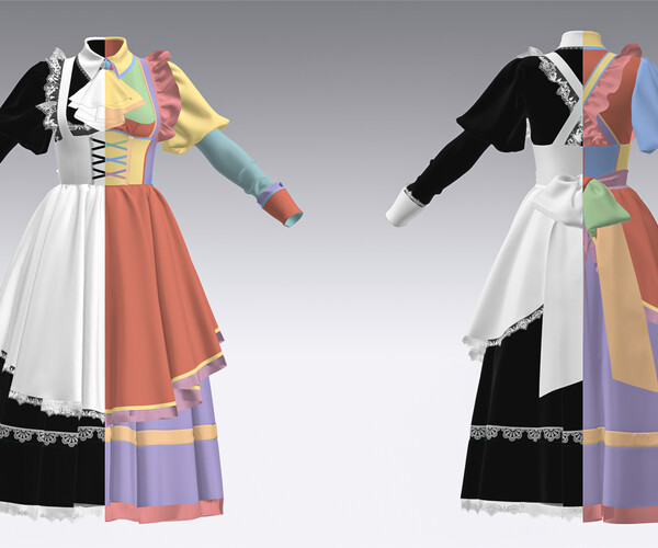 ArtStation - Female housemaid outfit / Marvelous Designer/Clo3D project ...