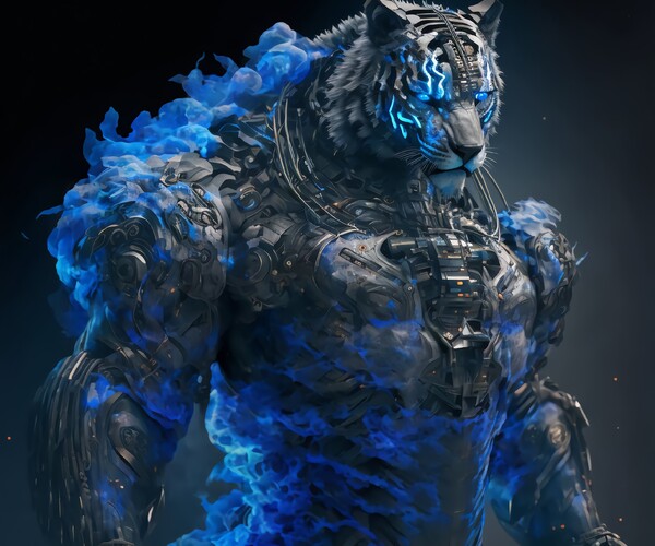 ArtStation - Blue Flame Animals series picture group | Artworks