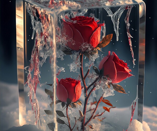 ArtStation - Frozen Rose - Flowers Picture Group | Artworks