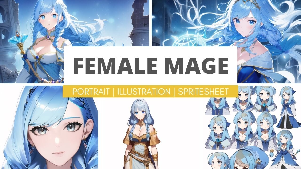 ArtStation - Female Mage (Frozen Glare) - Fantasy Job Class Character ...