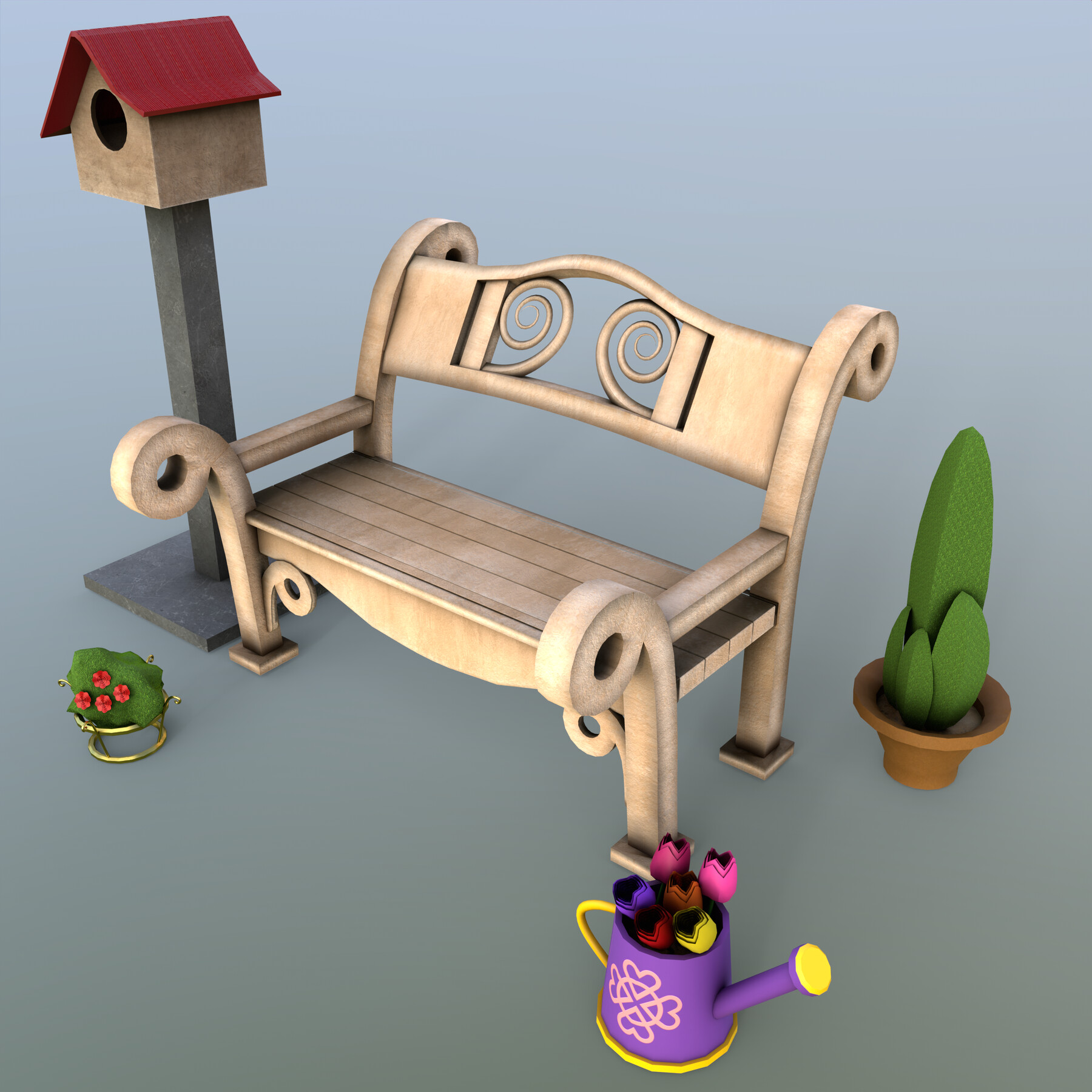 ArtStation - 3D Bench Model with PBR texture | Game Assets