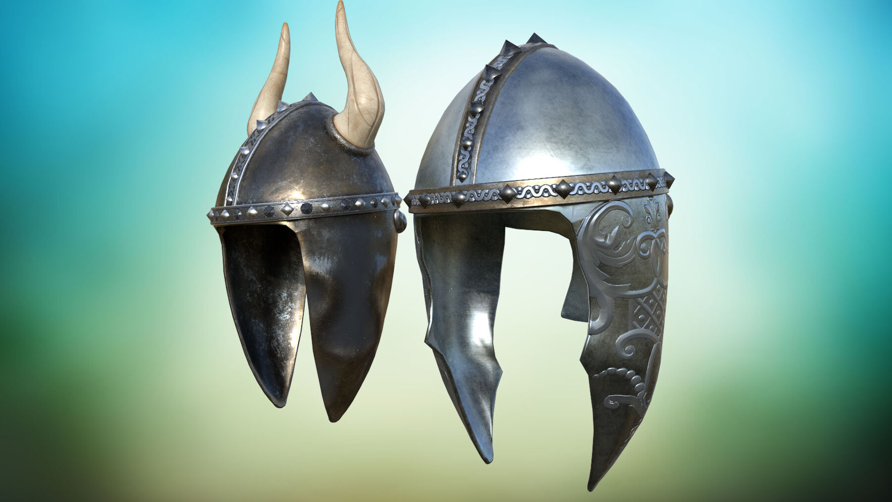 ArtStation - Stylized metal helmet of a knight PBR game ready Low-poly ...