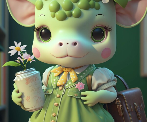ArtStation - series of pictures of green cute animals | Artworks