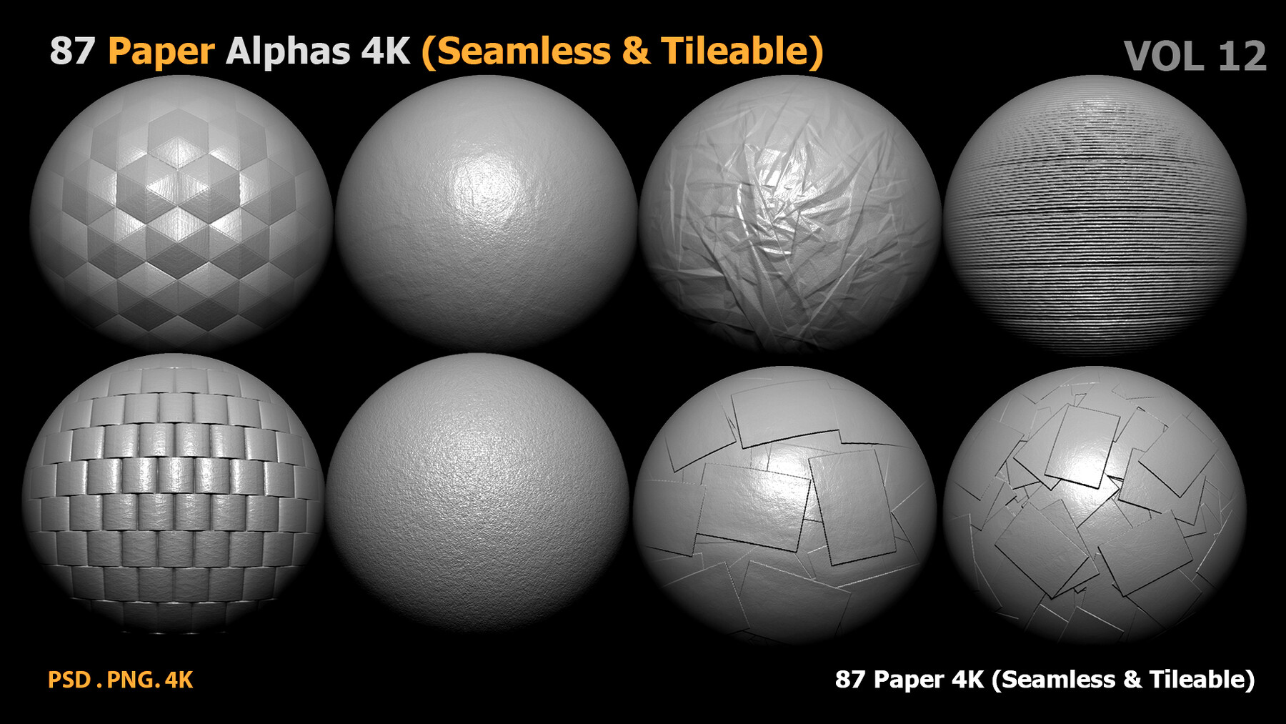ArtStation - 87 Paper Alphas (Seamless & Tileable) VOL 12 | Brushes