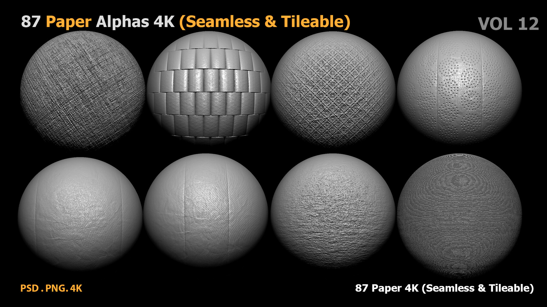 ArtStation - 87 Paper Alphas (Seamless & Tileable) VOL 12 | Brushes