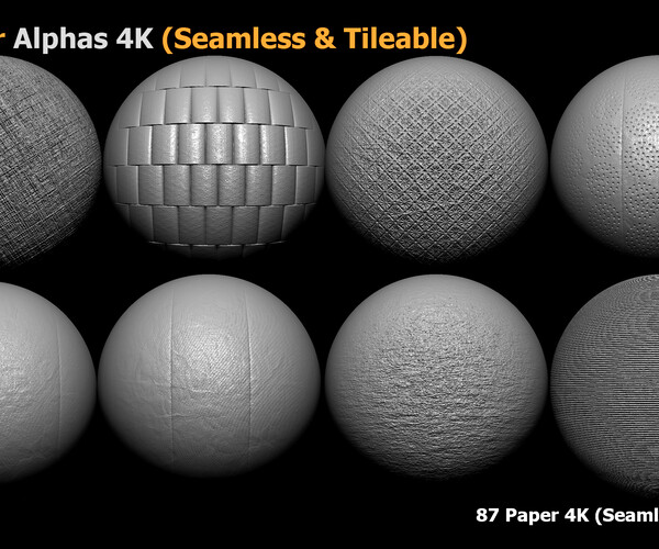 ArtStation - 87 Paper Alphas (Seamless & Tileable) VOL 12 | Brushes