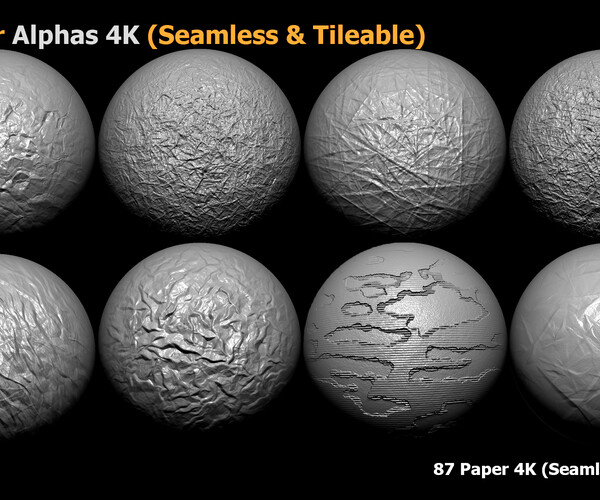 ArtStation - 87 Paper Alphas (Seamless & Tileable) VOL 12 | Brushes