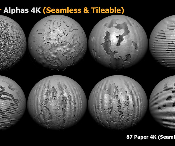 ArtStation - 87 Paper Alphas (Seamless & Tileable) VOL 12 | Brushes