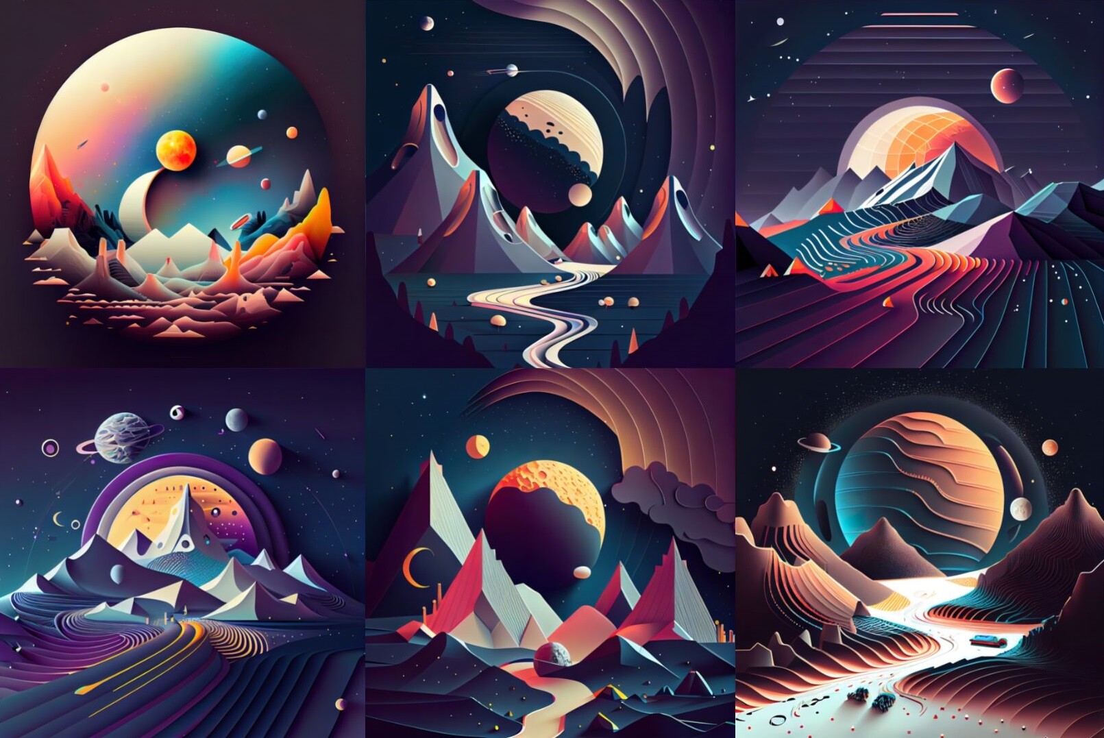 ArtStation - Abstract Minimalist Retro Moon Landscape | Artworks