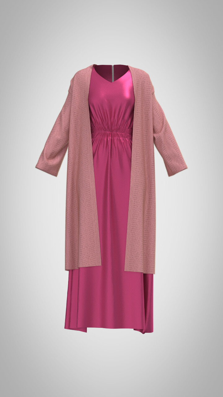 ArtStation - Dresses & Knit Cardigan / Marvelous Designer/Clo3D project ...