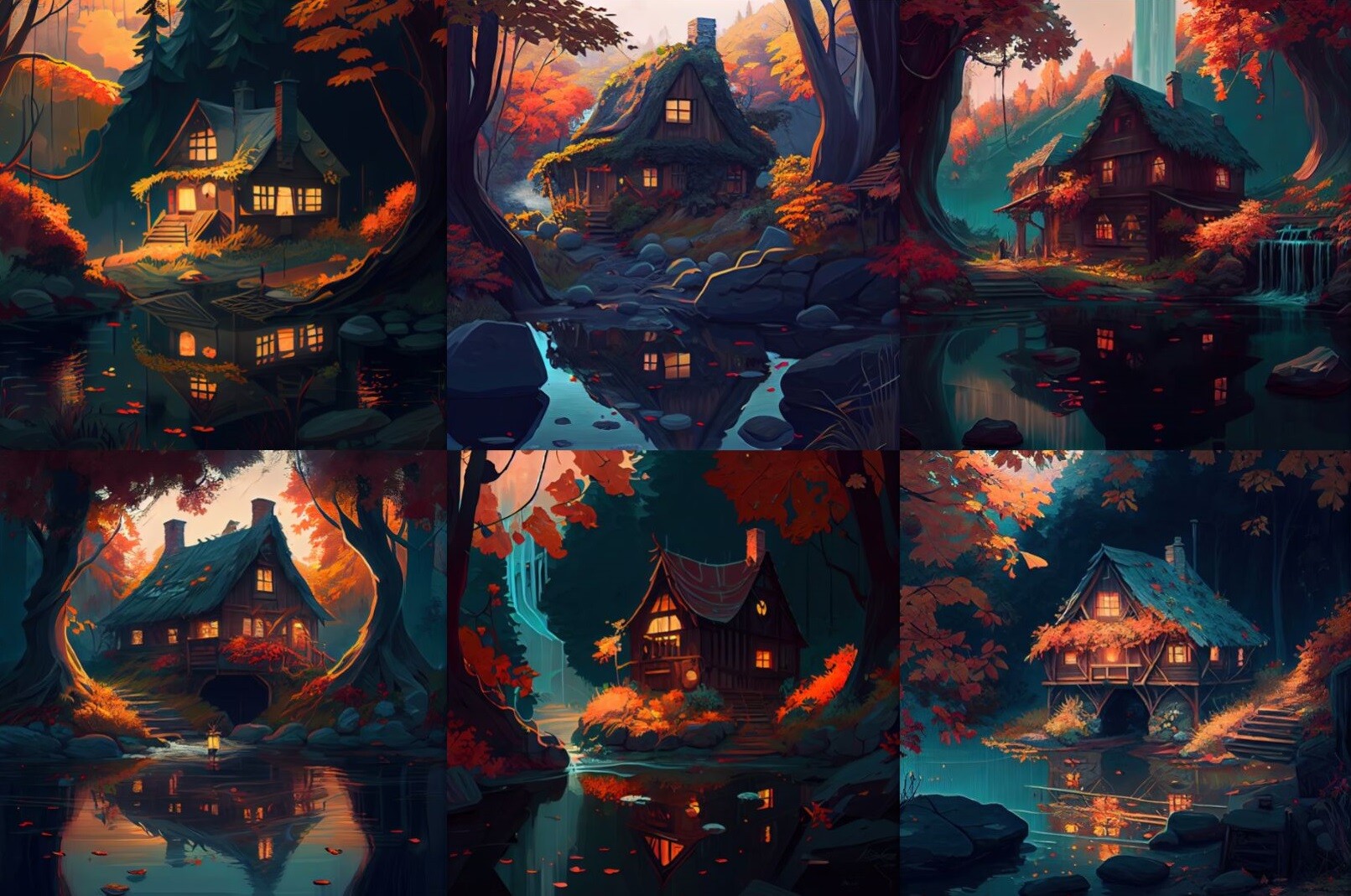 ArtStation - Autumn Fall Cottage Backgrounds | Artworks