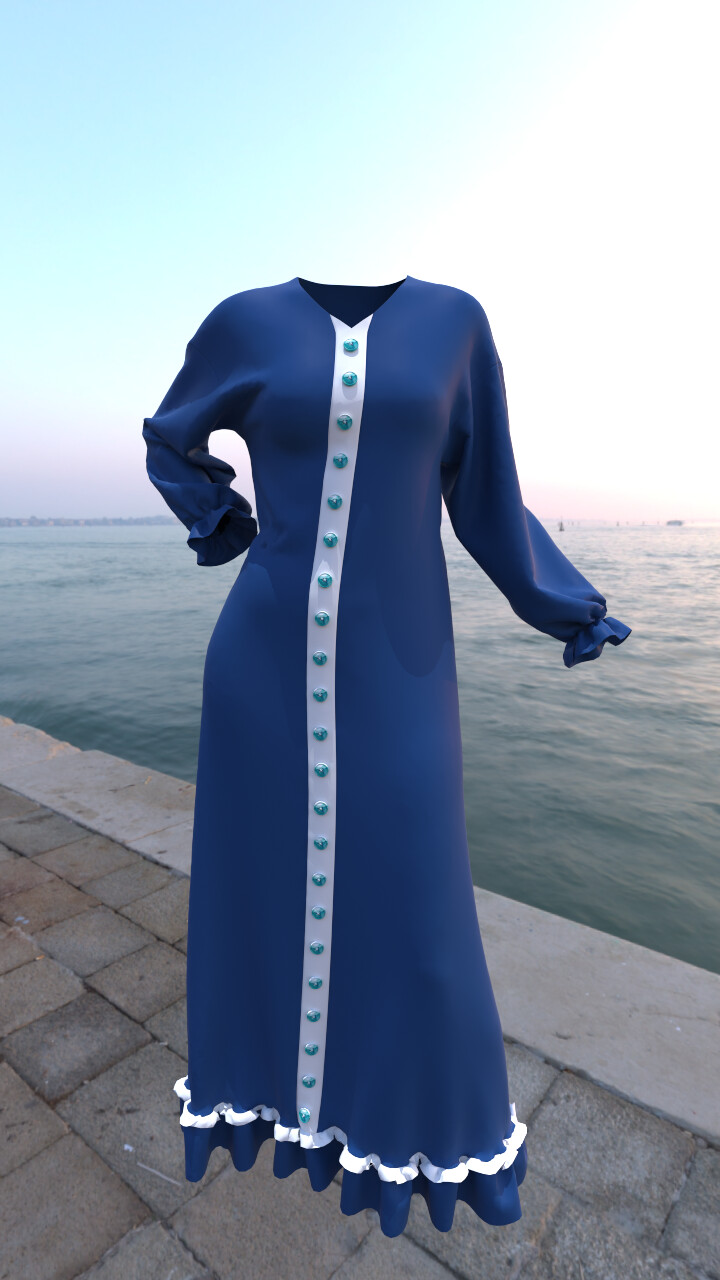 ArtStation - Blue Dress Ruffle / Marvelous Designer/Clo3D project file ...