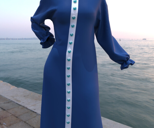ArtStation - Blue Dress Ruffle / Marvelous Designer/Clo3D project file ...