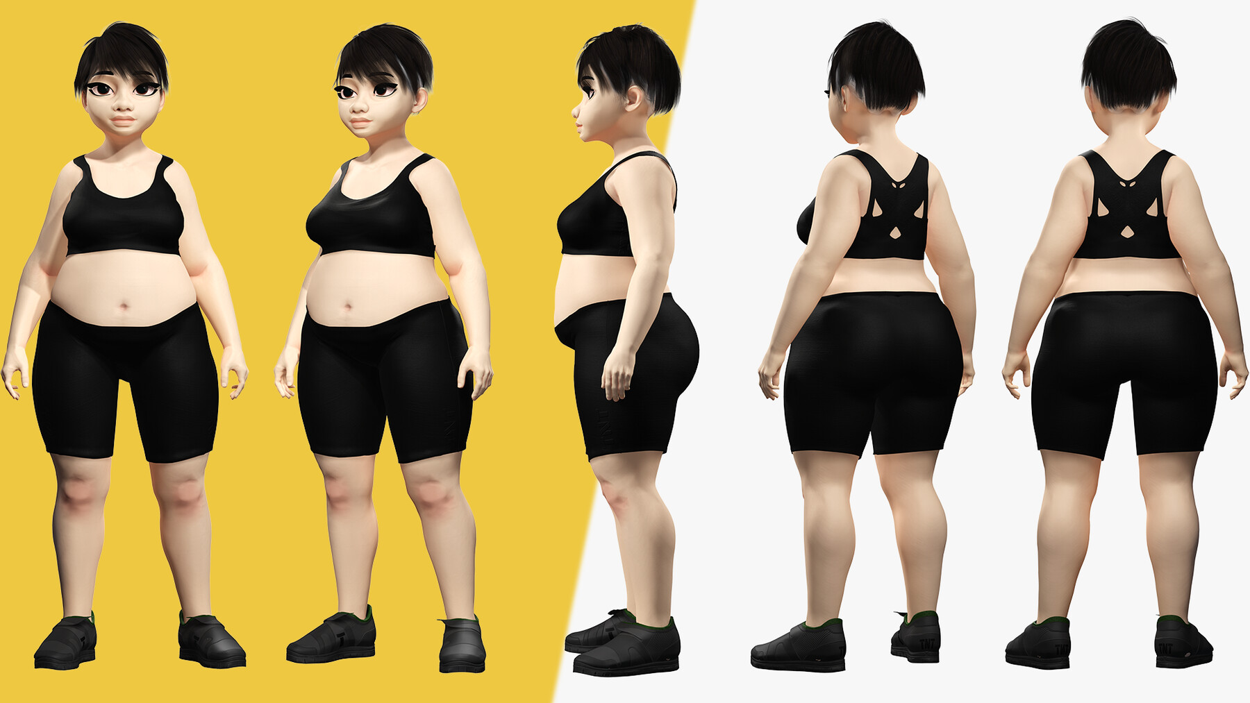 ArtStation - Fat Woman rig stylized girl cartoon Female 3D Model rigged | Resources