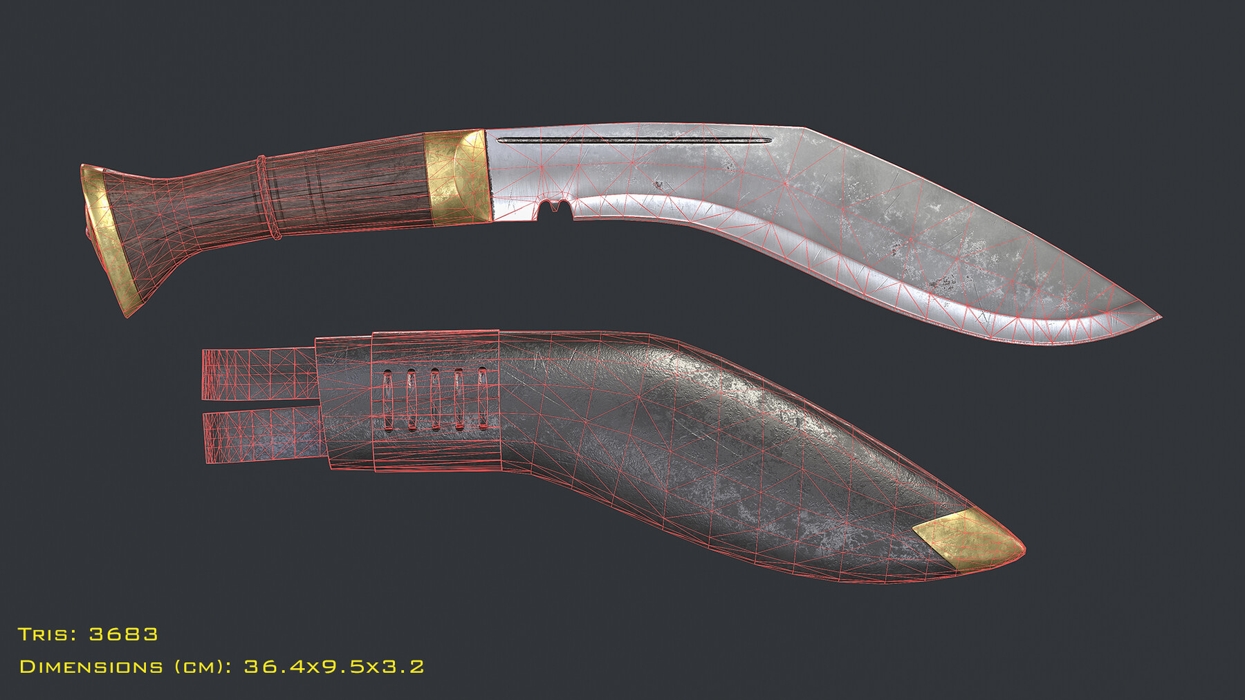 ArtStation - Classic Kukri knife with a leather scabbard. | Resources