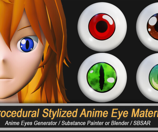 ArtStation - Procedural Stylized Anime Eye Material and Texture (SBSAR ...