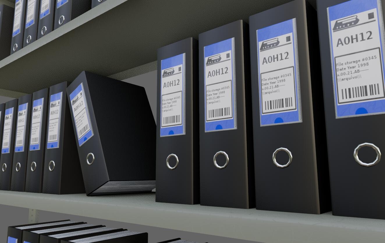 ArtStation - Metal Bookcase with Archives - Files - Books - Estante Low ...