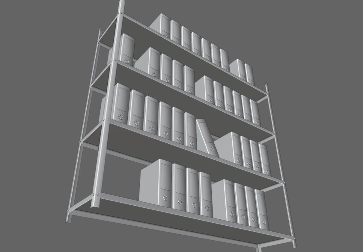 ArtStation - Metal Bookcase with Archives - Files - Books - Estante Low-poly 3D model | Game Assets