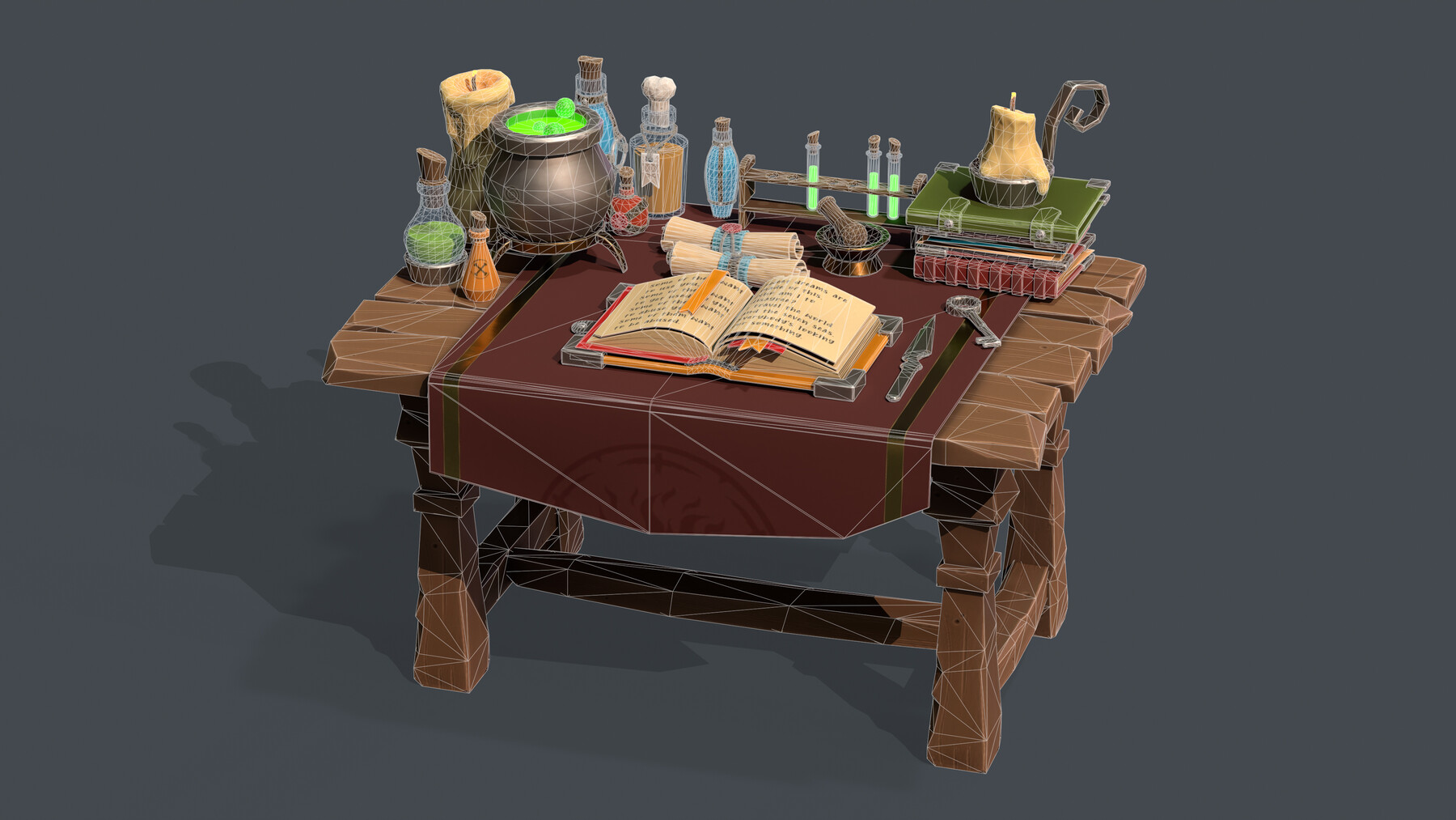 ArtStation - Stylized Alchemy Table Low Poly Game Ready PBR model ...