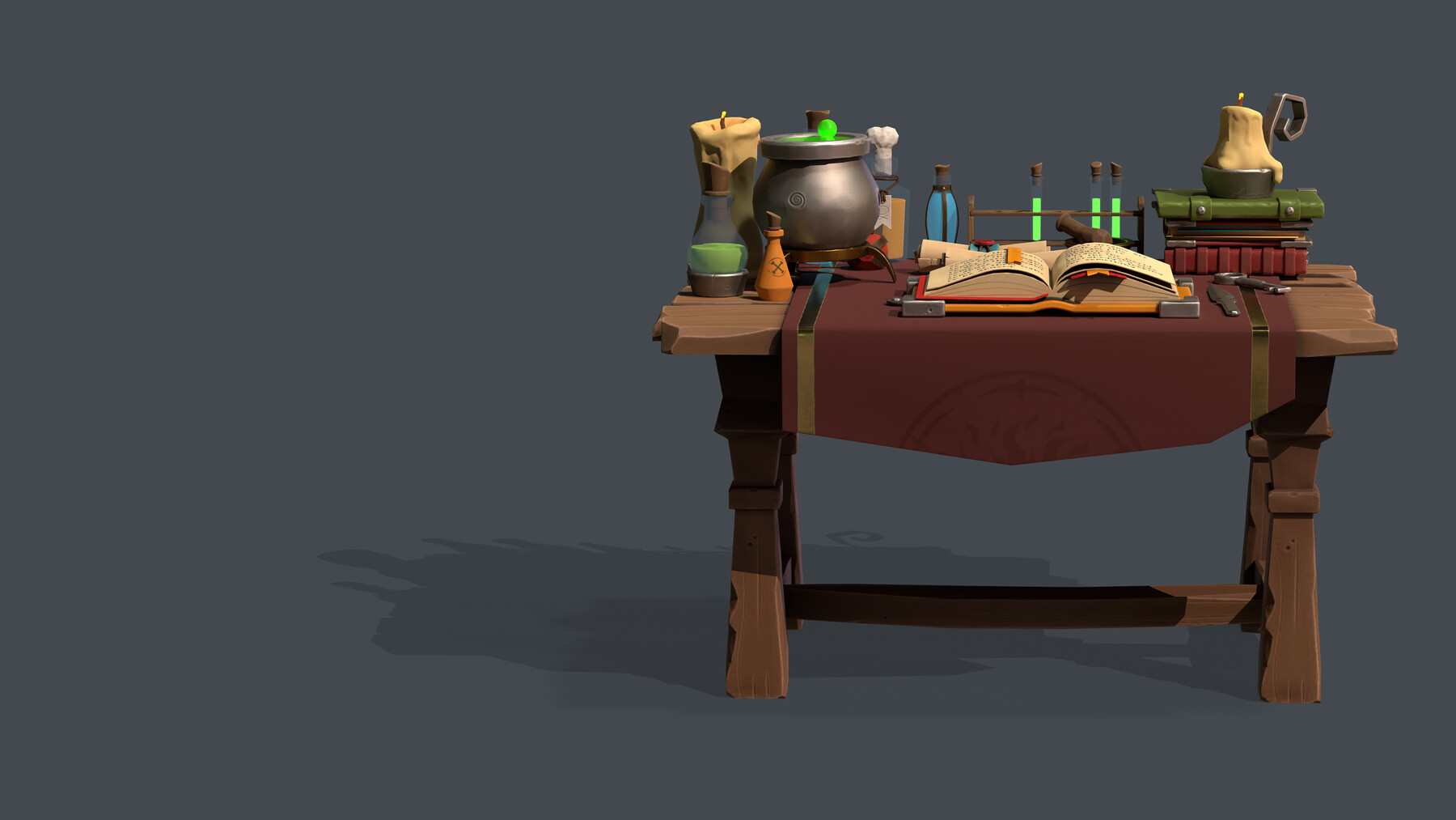 ArtStation - Stylized Alchemy Table Low Poly Game Ready PBR model ...