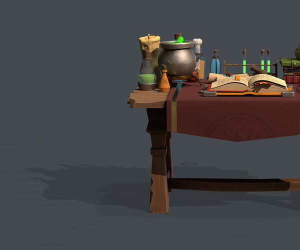 ArtStation - Stylized Alchemy Table Low Poly Game Ready PBR model ...