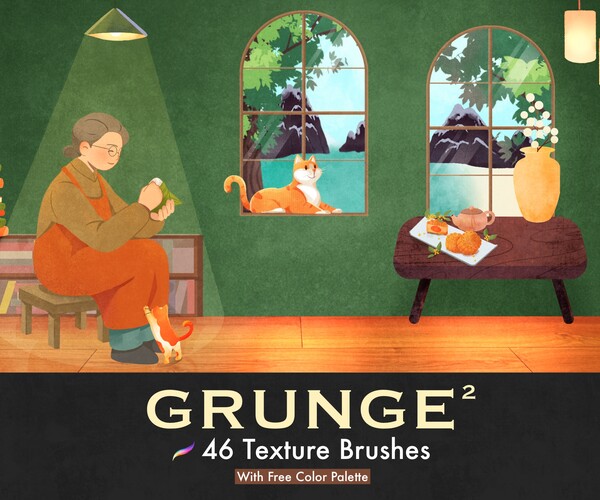 ArtStation - Procreate Grunge Textures Brush Set, Vintage, Retro ...