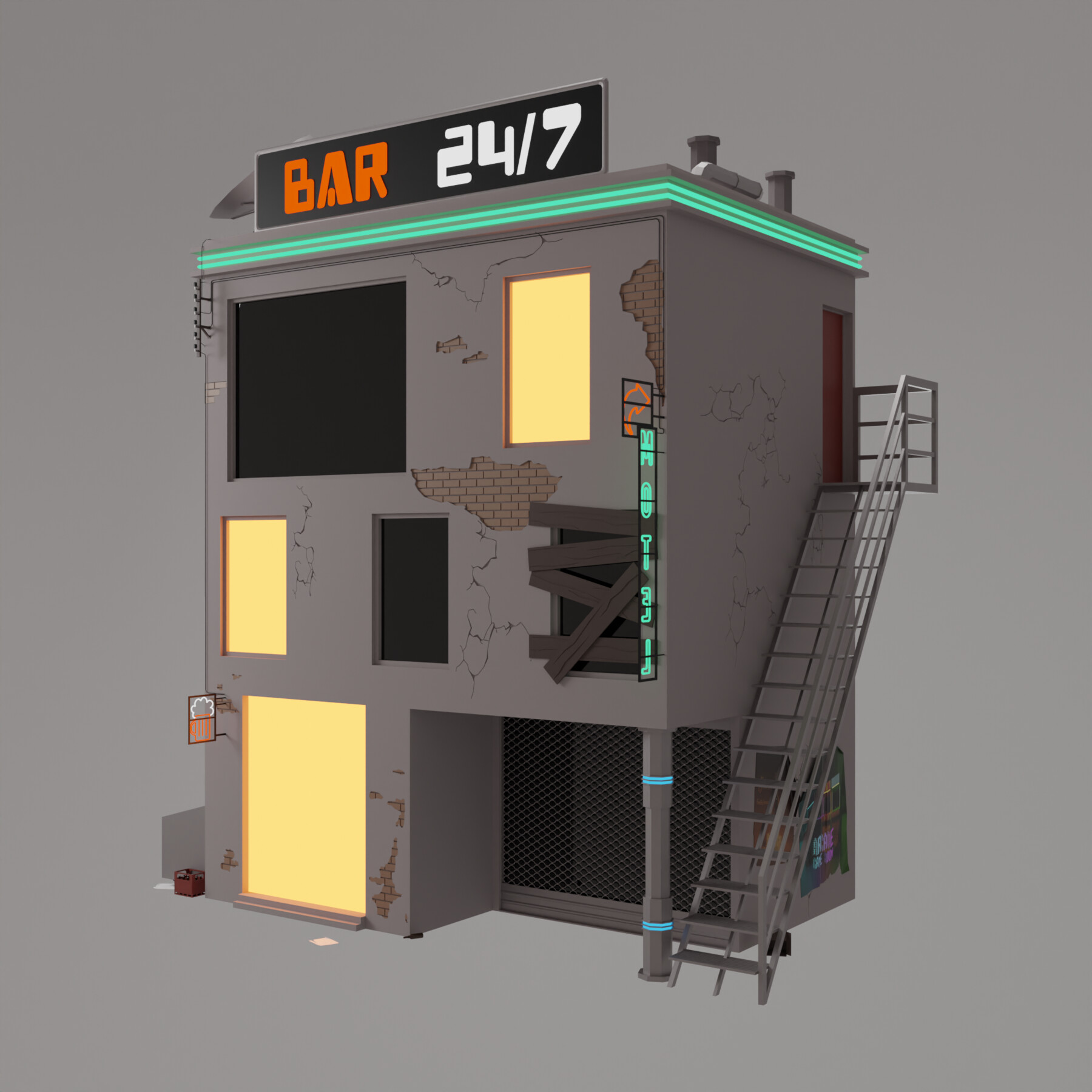ArtStation - Cyberpunk style building | Game Assets