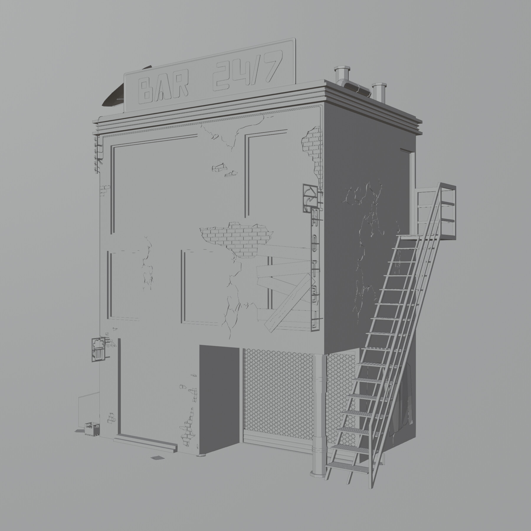 ArtStation - Cyberpunk style building | Game Assets