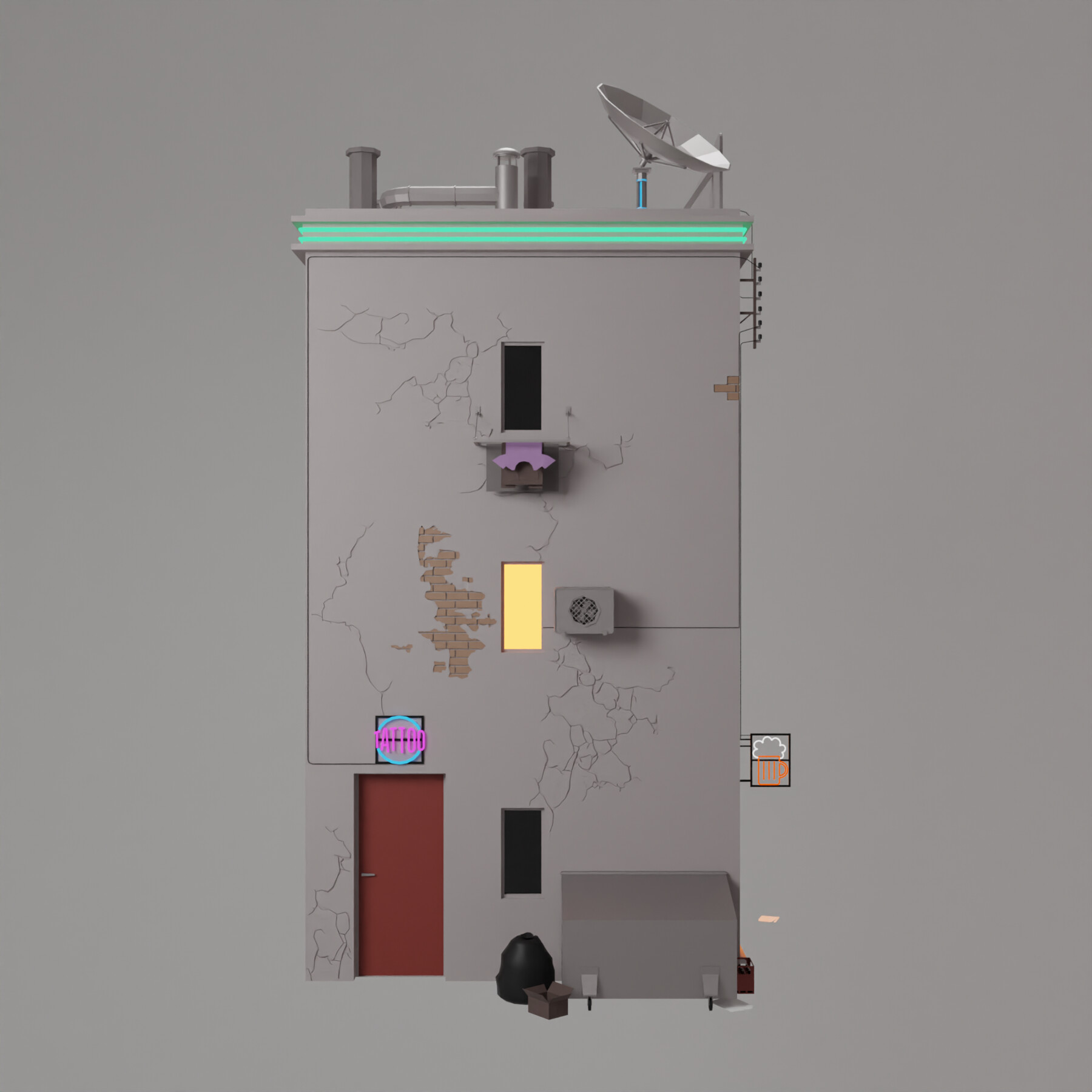 ArtStation - Cyberpunk style building | Game Assets