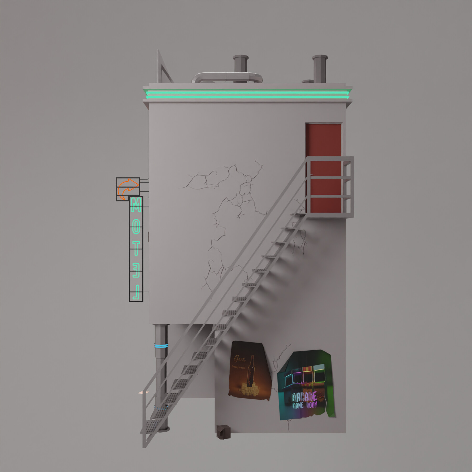 ArtStation - Cyberpunk style building | Game Assets