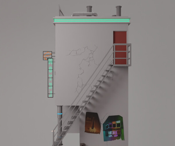 ArtStation - Cyberpunk style building | Game Assets