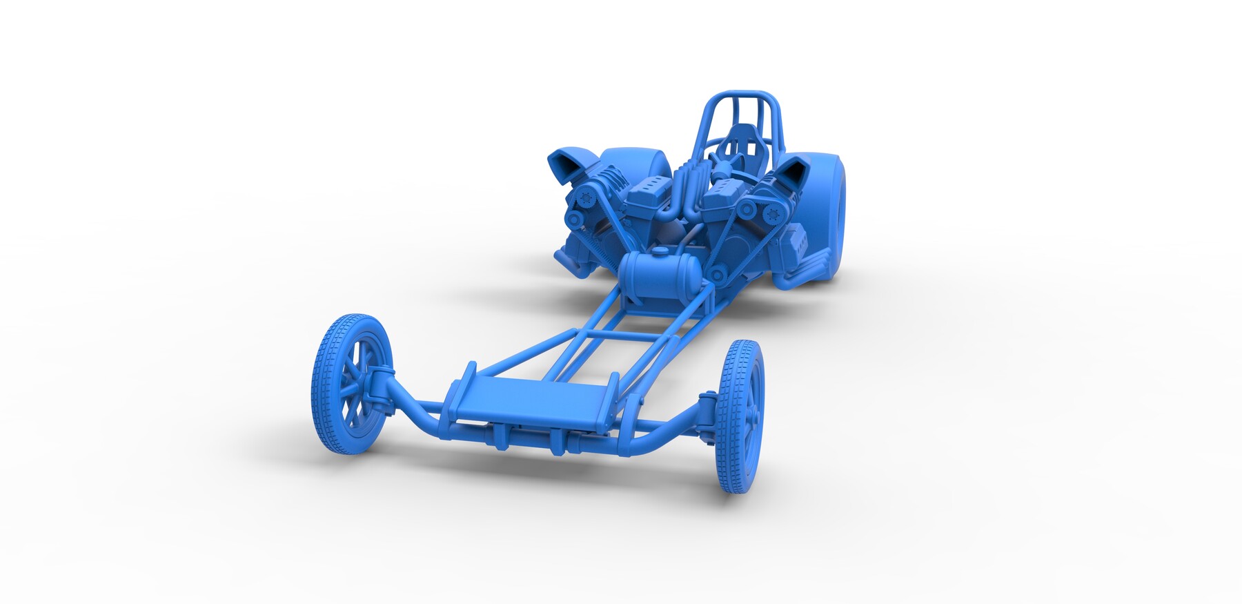 ArtStation - 3D printable Diecast Front engine dragster with 2 V8 ...