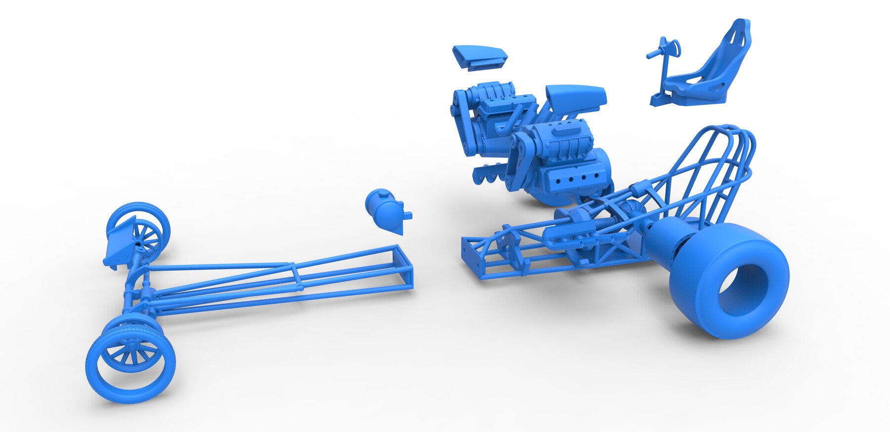 ArtStation - 3D printable Diecast Front engine dragster with 2 V8 ...