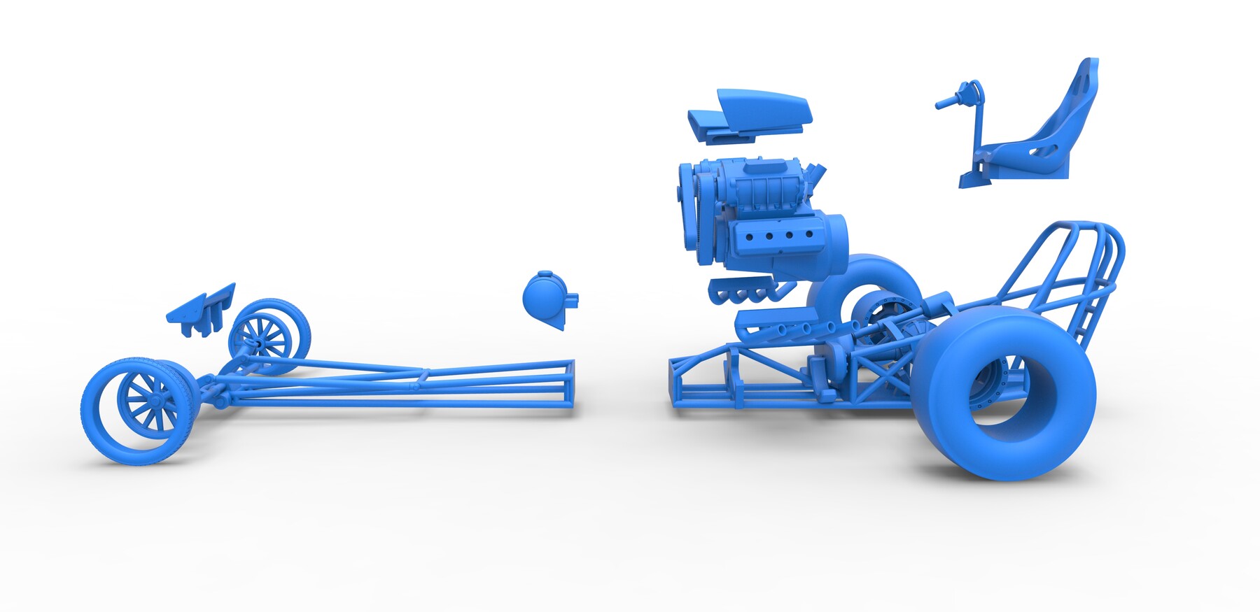ArtStation - 3D printable Diecast Front engine dragster with 2 V8 ...