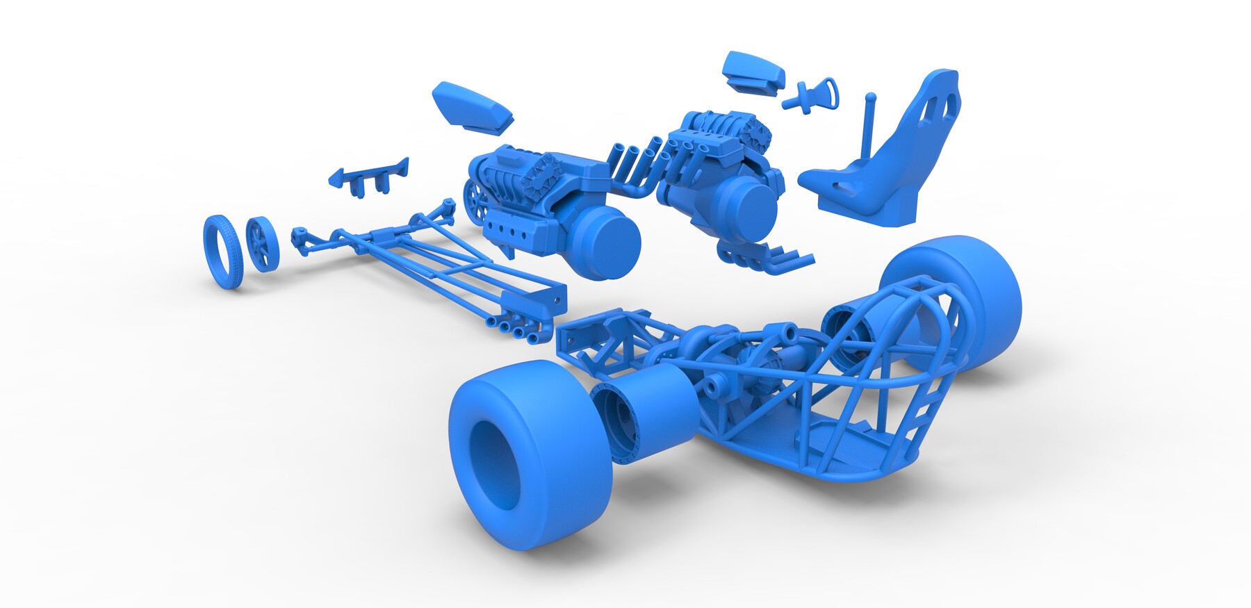 ArtStation - 3D printable Diecast Front engine dragster with 2 V8 ...