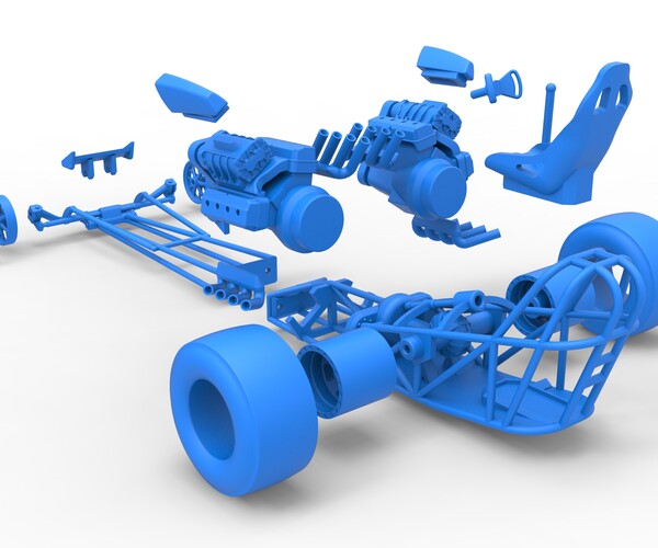 ArtStation - 3D printable Diecast Front engine dragster with 2 V8 ...