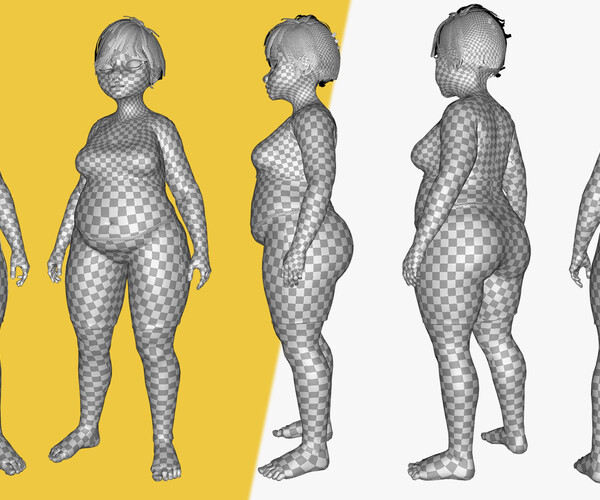 ArtStation - Fat Woman stylized girl cartoon Female Low-poly 3D model | Game Assets