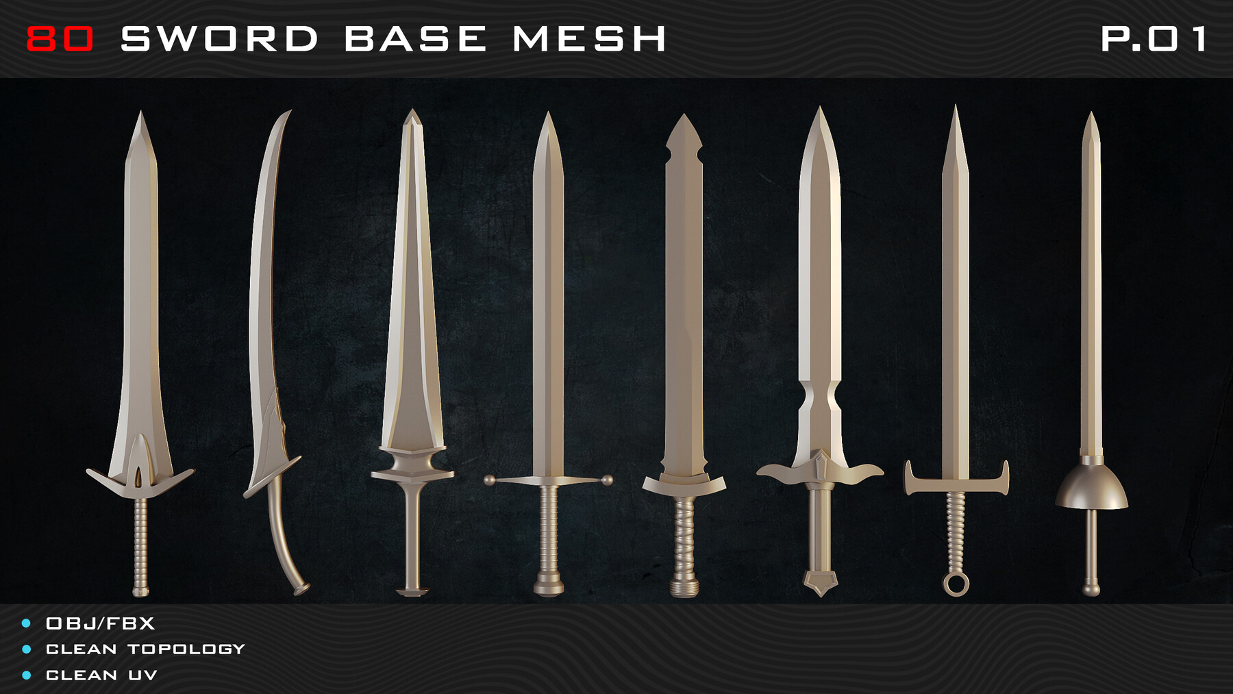 ArtStation - 80 Sword Base Mesh | Game Assets