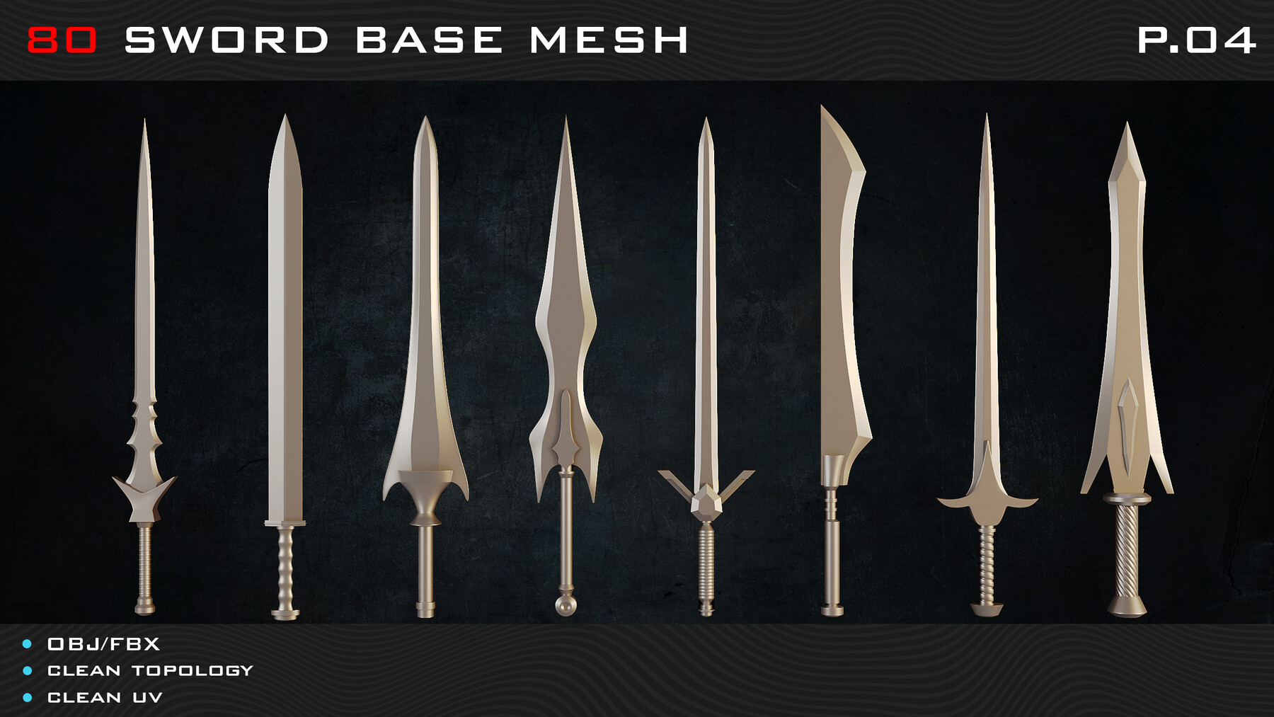 ArtStation - 80 Sword Base Mesh | Game Assets