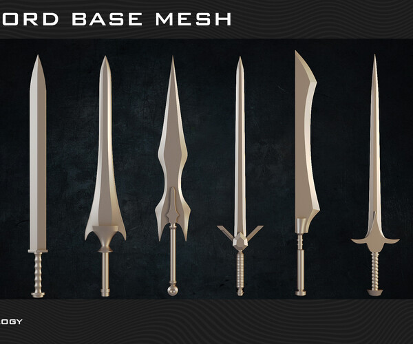 ArtStation - 80 Sword Base Mesh | Game Assets