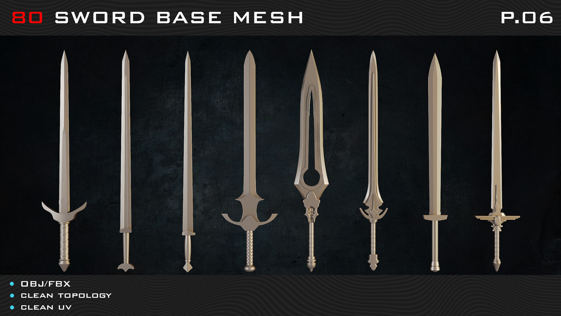 ArtStation - 80 Sword Base Mesh | Game Assets