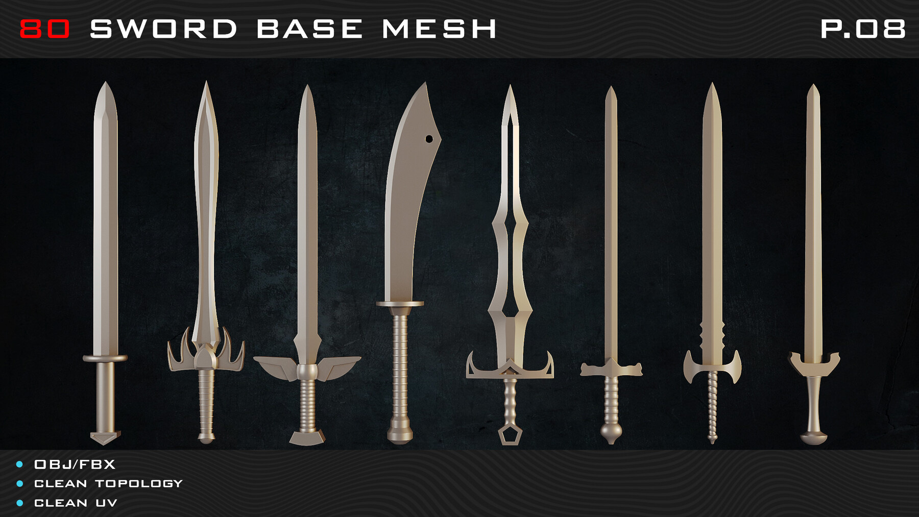 ArtStation - 80 Sword Base Mesh | Game Assets