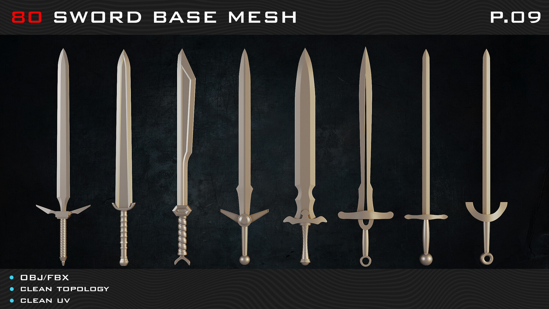 ArtStation - 80 Sword Base Mesh | Game Assets