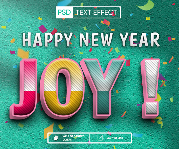 ArtStation - Joy text effect and happy New Year PSD fully editable text ...
