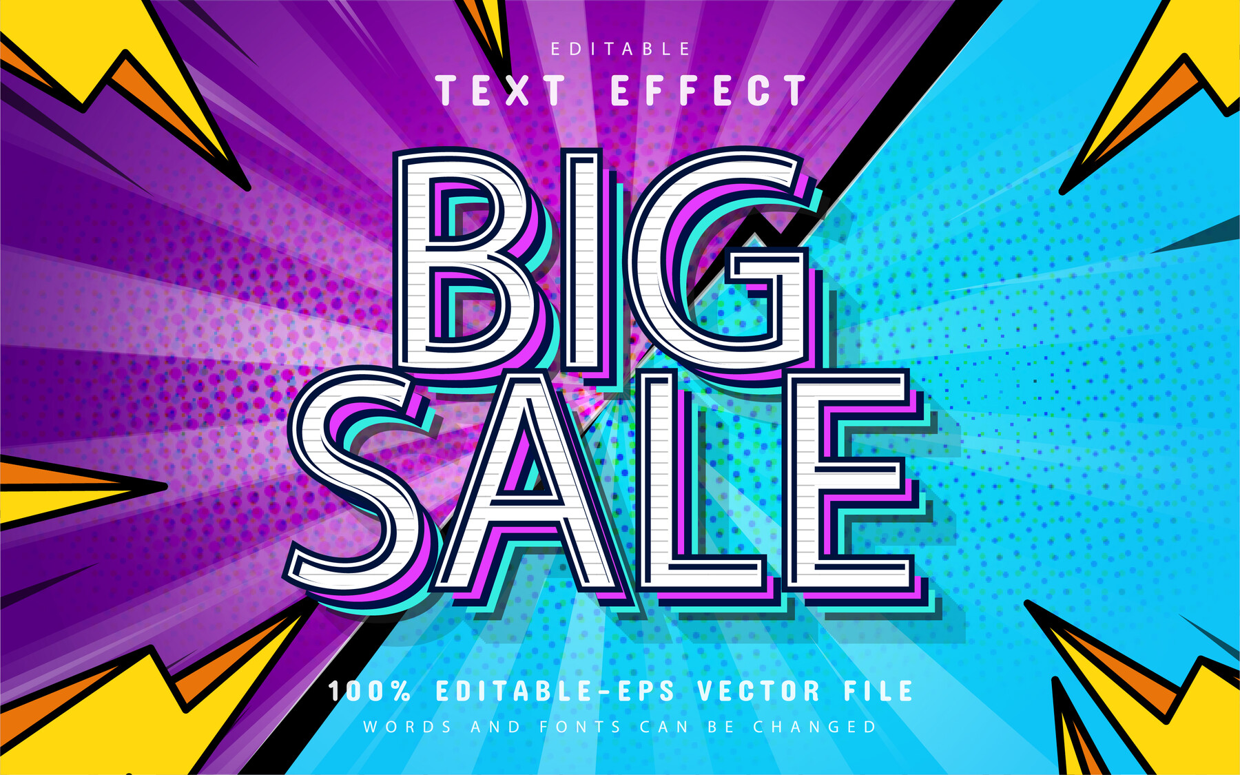ArtStation - Big Sale cartoon style. Text Effects, EPS Template File ...