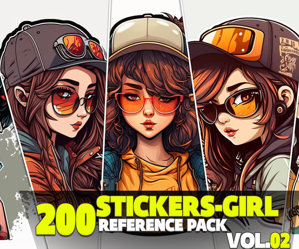 ArtStation - 200 Stickers Girl Reference Pack Vol.02 | Artworks