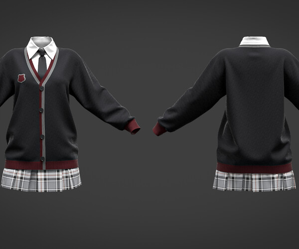 ArtStation - School uniform / Marvelous Designer/Clo3D project file + OBJ | Resources