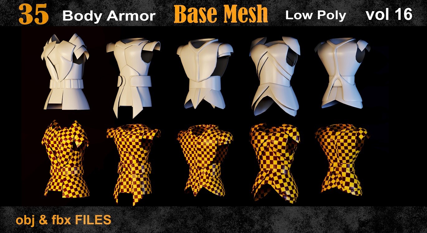 ArtStation - 35 Body Armor Base Mesh vol16 | Game Assets