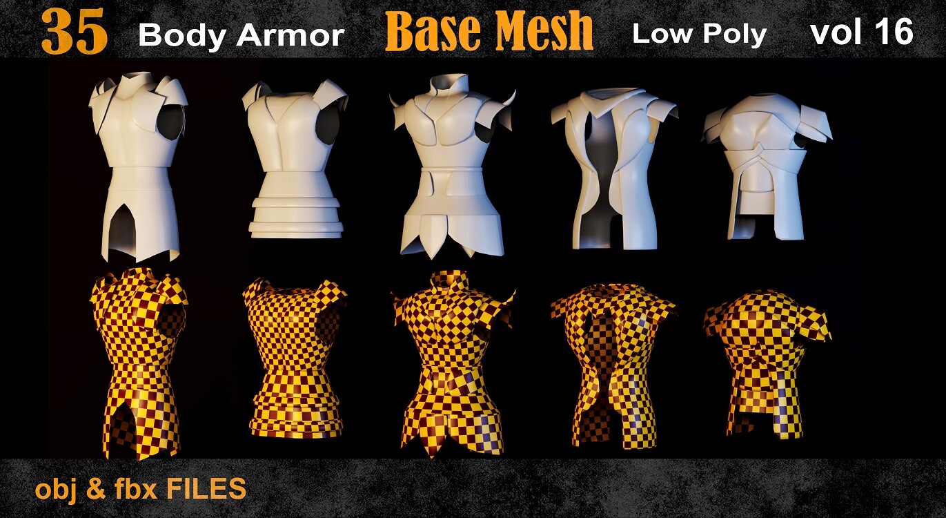 ArtStation - 35 Body Armor Base Mesh vol16 | Game Assets