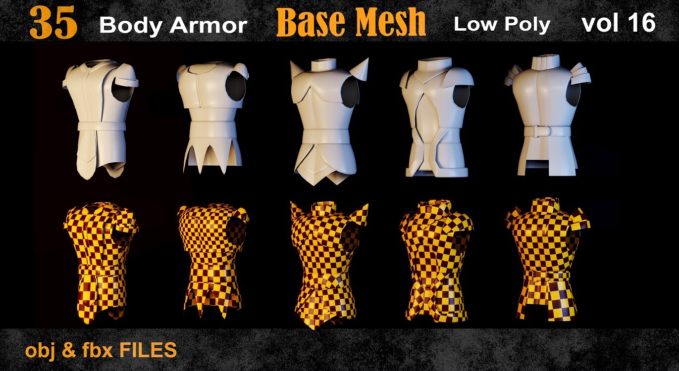 ArtStation - 35 Body Armor Base Mesh vol16 | Game Assets